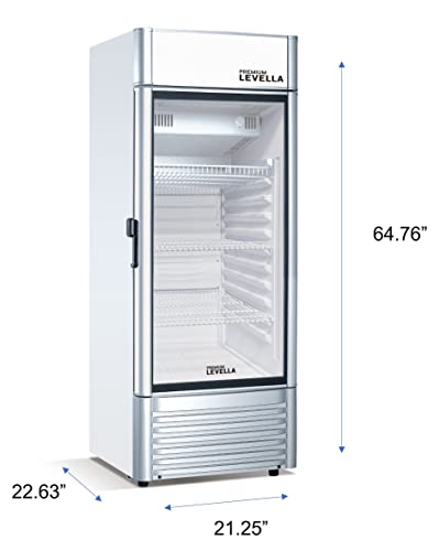 PremiumLevella PRF65DX Single Glass Door Merchandiser Refrigerator -Beverage Display Cooler-6.5 cu ft-Silver