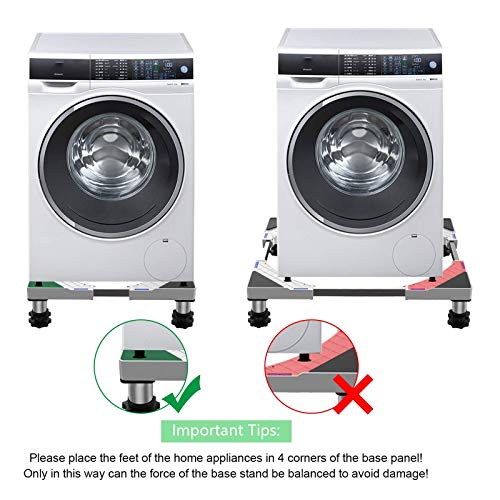 SEISSO Washing Machine Base Stand, with 4 Heavy Duty Adjustable Feet, Universal Multi-functional Base Holder for Dryer Refrigerator Furniture Washing Machine, Max Load 770 LB (350 KG)