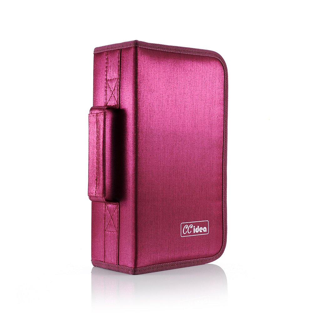 CCidea CD Case DVD Storage Holder, 128 Capacity DVD Cases Organizer CD Plastic Protective Carrying Binder,Portable Cd Wallet for Home Travel (Red)