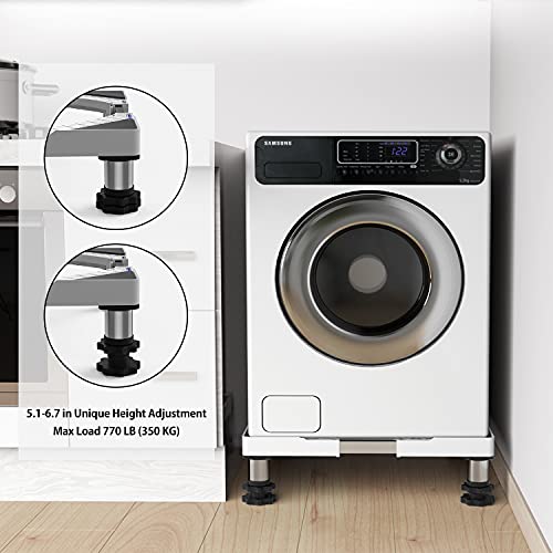 SEISSO Washing Machine Base Stand, with 4 Heavy Duty Adjustable Feet, Universal Multi-functional Base Holder for Dryer Refrigerator Furniture Washing Machine, Max Load 770 LB (350 KG)