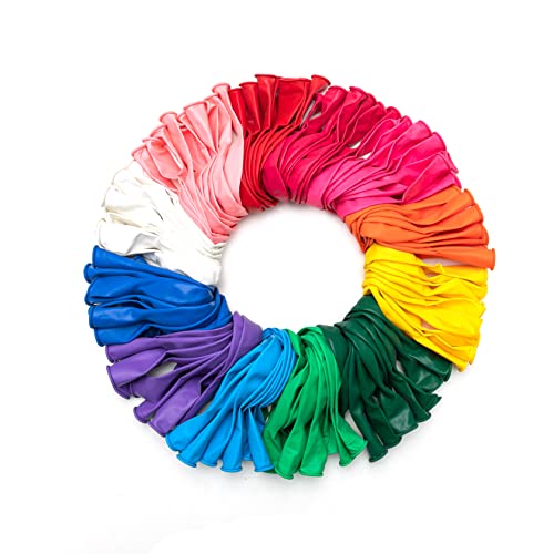 Lxinchng Balloon Rainbow Set (120 Balloons + 2 Knotters) 12 Inch Color Balloons, 12 Colors Strong Latex Balloons, Suitable for Helium or Air. Kids Birthday Party Wedding Decor Accessories