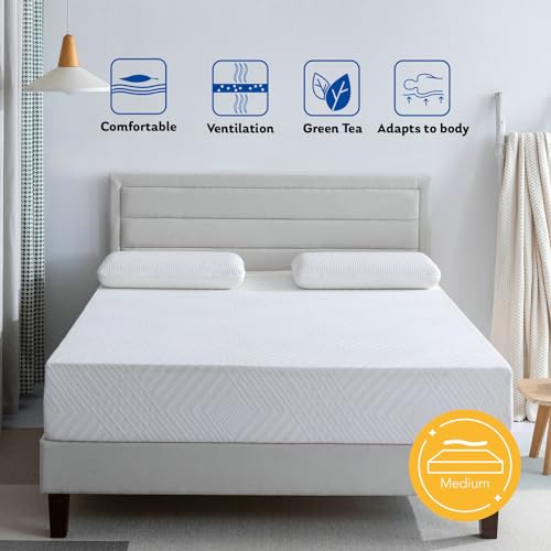 Ayoiow 10 King Mattress Memory Foam King Mattress, 10 inch Gel Memory Foam Mattress for A Cool Sleep, Bed in A Box, Green Tea Infused, Certipur-Us Certified