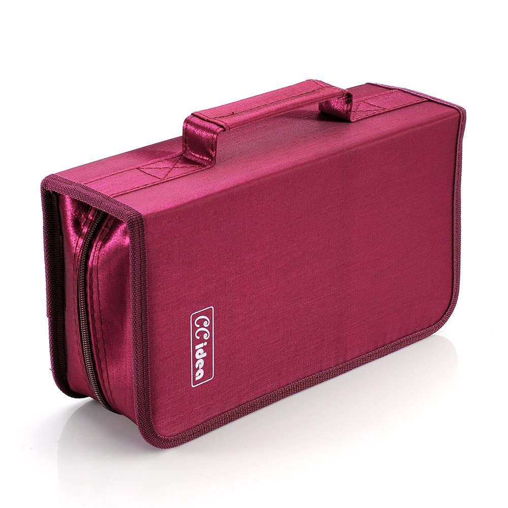 CCidea CD Case DVD Storage Holder, 128 Capacity DVD Cases Organizer CD Plastic Protective Carrying Binder,Portable Cd Wallet for Home Travel (Red)