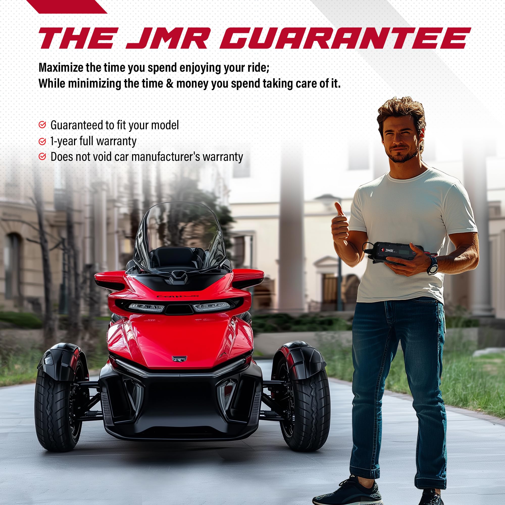 JMR Battery Charger for Can-am Spyder Maverick Defender Commander Ryker Outlander Renegade All Models Trickle Charger Conditioner Maintainer (No Lithium Mode)