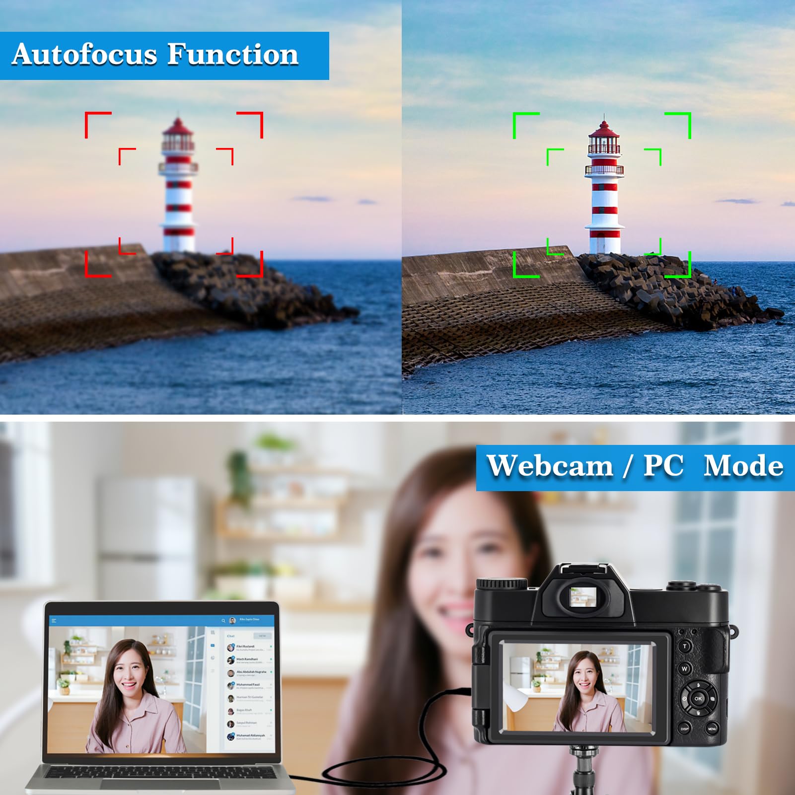 ISHARE Digital Camera for Photography, 4K 48MP Vlogging Camera for YouTube with WiFi, 3-inch 180-degree Flip Screen, 16X Digital Zoom, 52mm Wide Angle & Macro Lens, 32GB TF Card and 2 Batteries