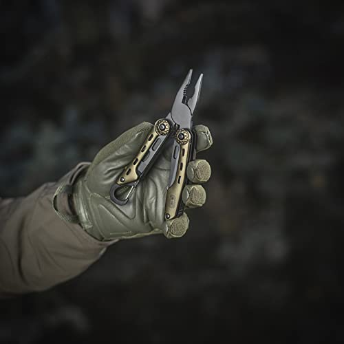 M-Tac 11-in-1 Multitool Pliers - Stainless Steel Utility Screwdriver Multi Tool in Nelon Belt Sheath for EDC Outdoor Camping, Fishing, Survival, Hiking (Gold #5)
