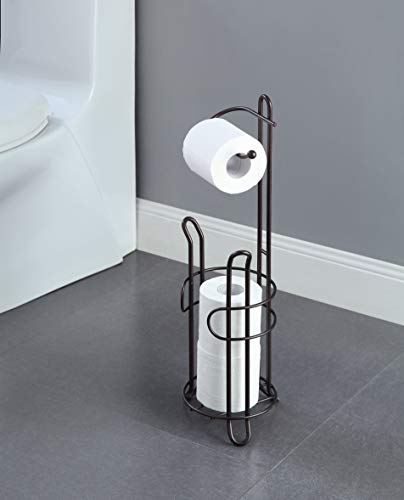 SunnyPoint Bathroom Toilet Tissue Paper Roll Storage Holder Stand with Reserve, The Reserve Area Has Enough Space to Store Mega Rolls; Coating Bronze