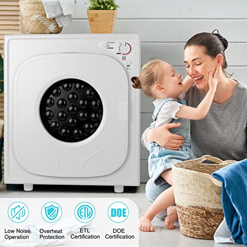 COSTWAY Portable Dryer, Stainless Steel Clothes Dryer with Touch Panel, 2 Modes, 4 Drying Programs and Adjustable Exhaust Vent, 13.2 LBS Front Load Tumble Laundry Dryer for Apartment, Dorm and Home, 1500W, White