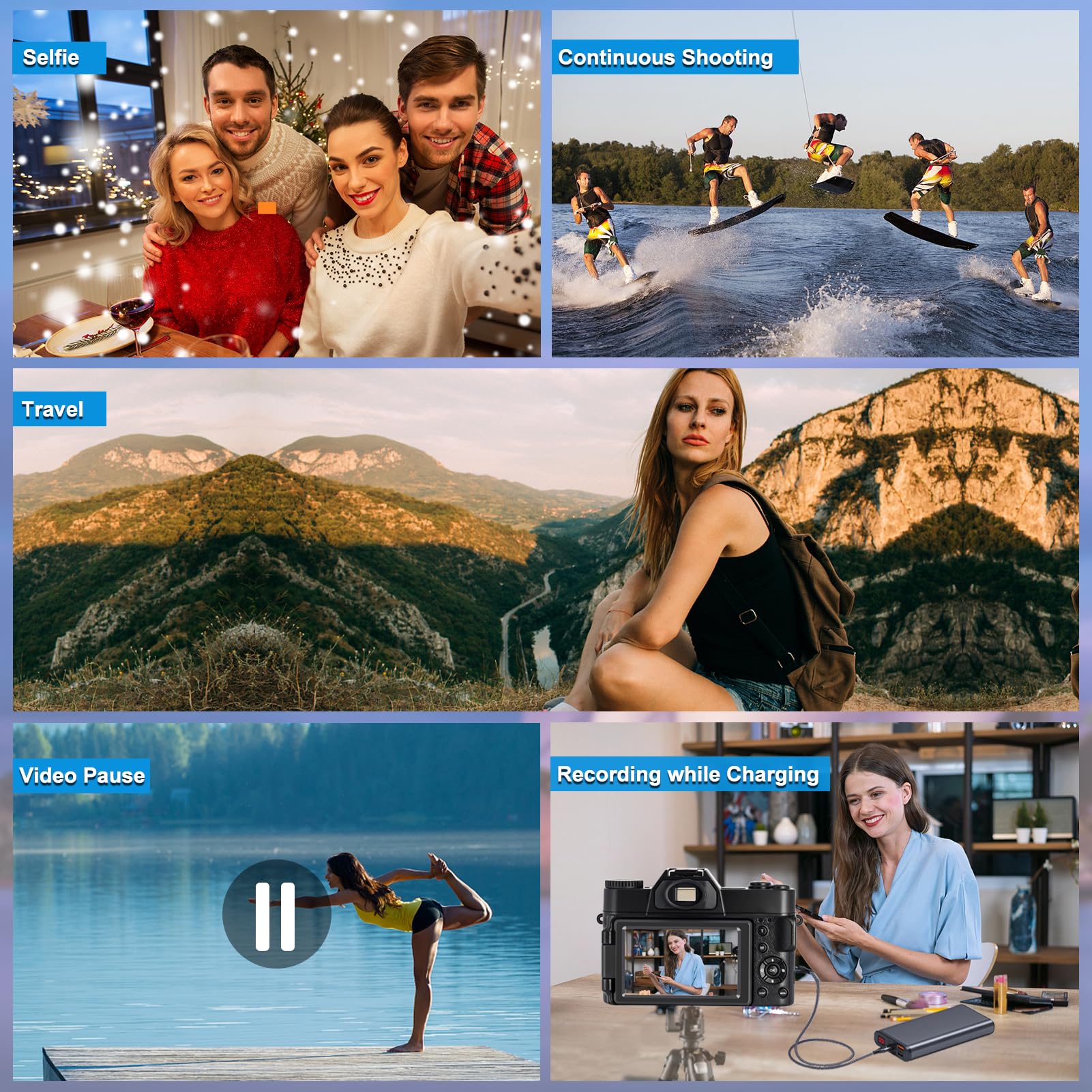 ISHARE Digital Camera for Photography, 4K 48MP Vlogging Camera for YouTube with WiFi, 3-inch 180-degree Flip Screen, 16X Digital Zoom, 52mm Wide Angle & Macro Lens, 32GB TF Card and 2 Batteries