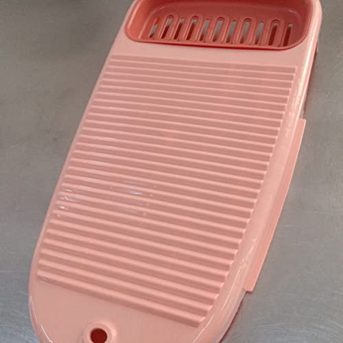 Angoily Laundry Washboard Plastic Laundry Washboard Portable Anti Skid Washing Board Old Fashioned Laundry Washer Manual Clothes Washing Tool for Home Travel Pink