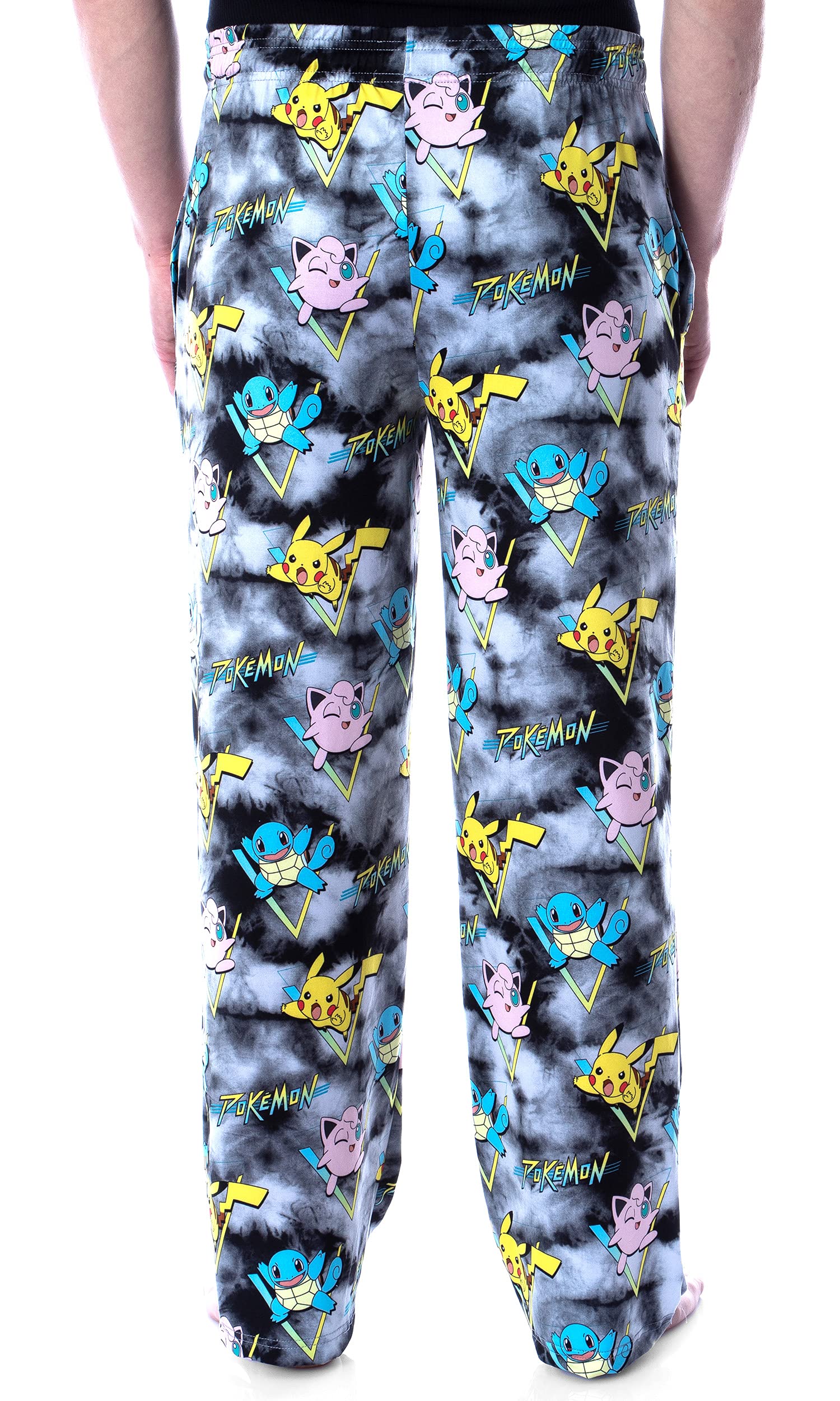 Pokémon Men's Pikachu Squirtle and Jigglypuff Tie Dye Adult Sleep Bottoms Pajama Pants (3X-Large) Multicolored