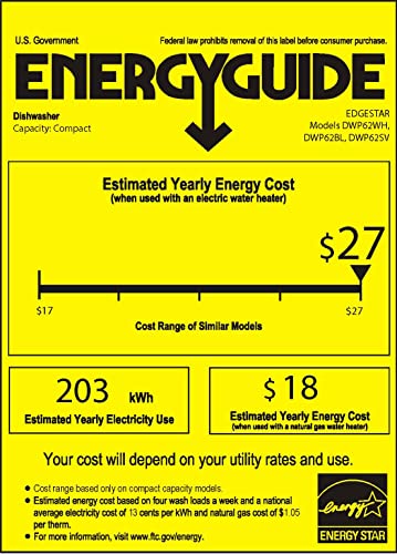 EdgeStar DWP62BL 6 Place Setting Energy Star Rated Portable Countertop Dishwasher - Black