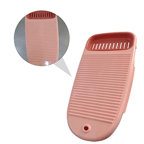 Angoily Laundry Washboard Plastic Laundry Washboard Portable Anti Skid Washing Board Old Fashioned Laundry Washer Manual Clothes Washing Tool for Home Travel Pink