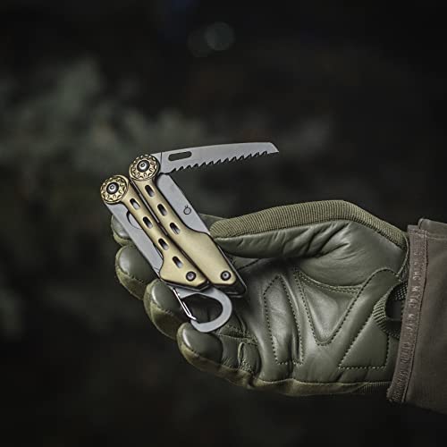 M-Tac 11-in-1 Multitool Pliers - Stainless Steel Utility Screwdriver Multi Tool in Nelon Belt Sheath for EDC Outdoor Camping, Fishing, Survival, Hiking (Gold #5)