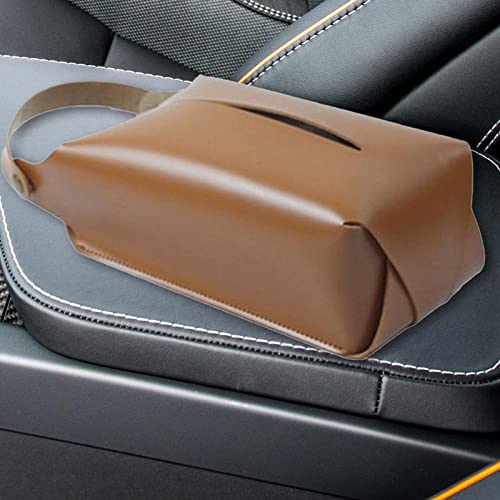 BAWHO Exquisite Car Tissue Box Cover Rectangular Napkin Box Facial Tissue Boxes Wipe Dispenser Hanging Tissue Holder/Brown