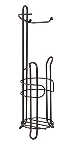 SunnyPoint Bathroom Toilet Tissue Paper Roll Storage Holder Stand with Reserve, The Reserve Area Has Enough Space to Store Mega Rolls; Coating Bronze