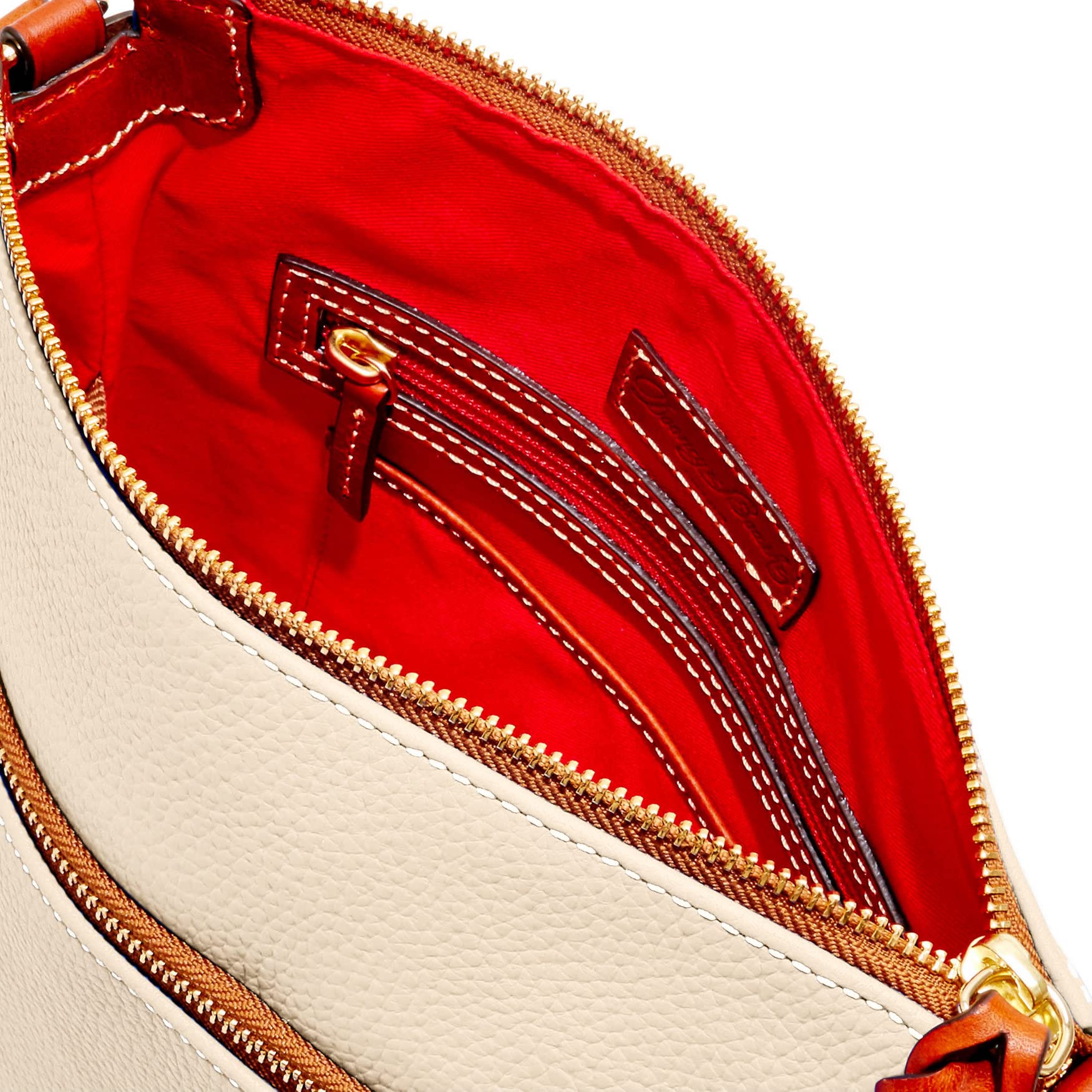 Dooney & Bourke Women's Crossbody in Pebble Grain Leather, Large Handbag with Adjustable Shoulder Strap, Bone