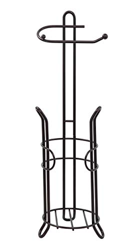 SunnyPoint Bathroom Toilet Tissue Paper Roll Storage Holder Stand with Reserve, The Reserve Area Has Enough Space to Store Mega Rolls; Coating Bronze