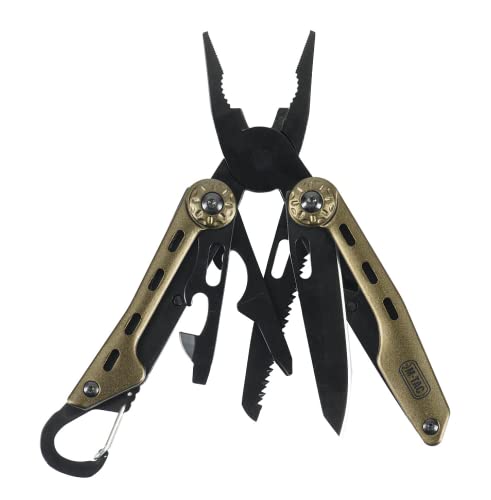 M-Tac 11-in-1 Multitool Pliers - Stainless Steel Utility Screwdriver Multi Tool in Nelon Belt Sheath for EDC Outdoor Camping, Fishing, Survival, Hiking (Gold #5)