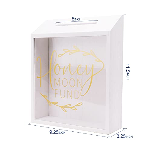 Defined Deco Honey Moon Fund Box Gift Card Box Wood Wedding Card Box Picture Box Shadow Box for Wedding Decor Wedding Decorations for Reception with Wood Sign SET OF 2 (11.5 x 9.25x 3.25IN)