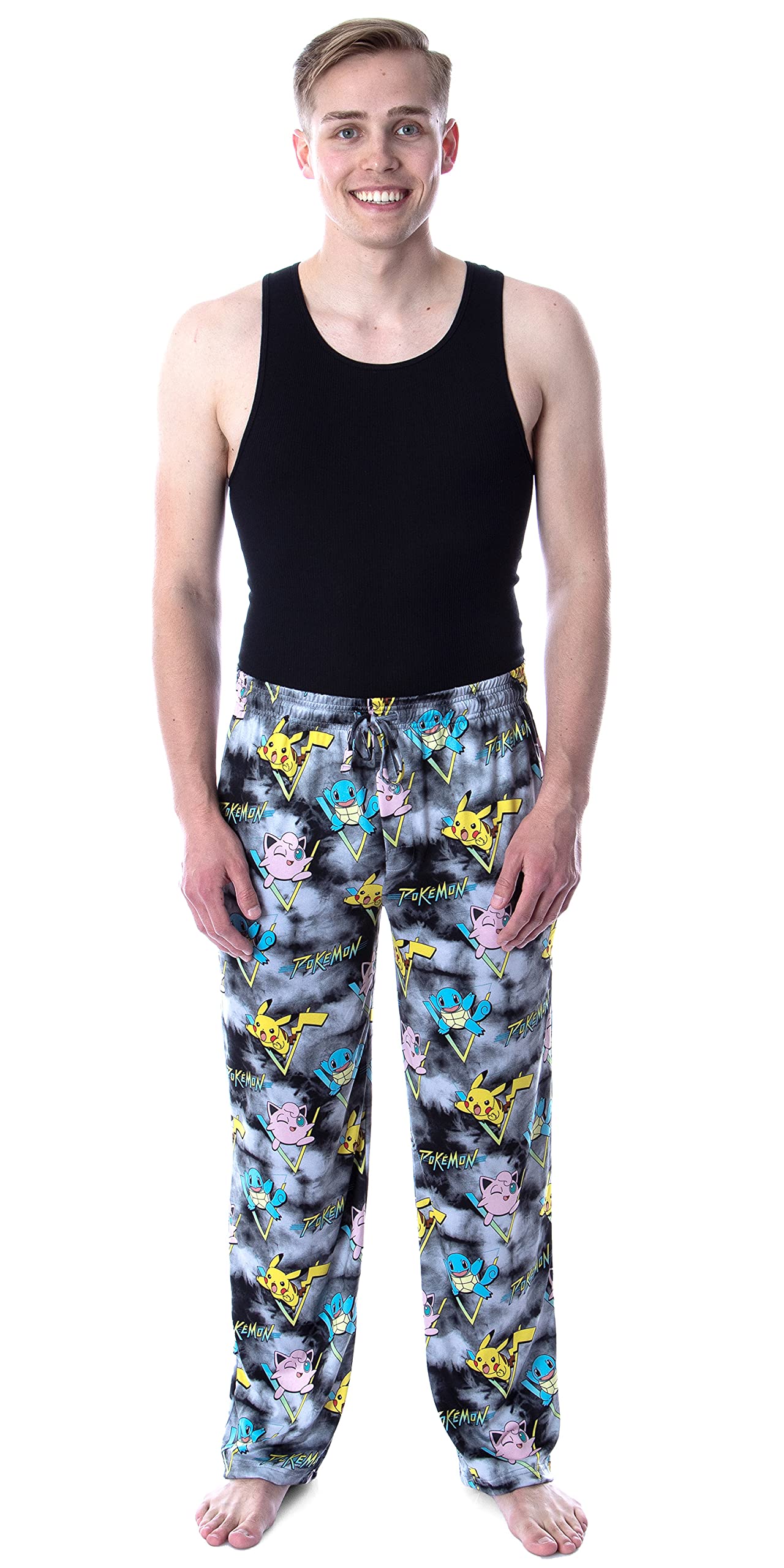Pokémon Men's Pikachu Squirtle and Jigglypuff Tie Dye Adult Sleep Bottoms Pajama Pants (3X-Large) Multicolored