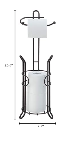 SunnyPoint Bathroom Toilet Tissue Paper Roll Storage Holder Stand with Reserve, The Reserve Area Has Enough Space to Store Mega Rolls; Coating Bronze