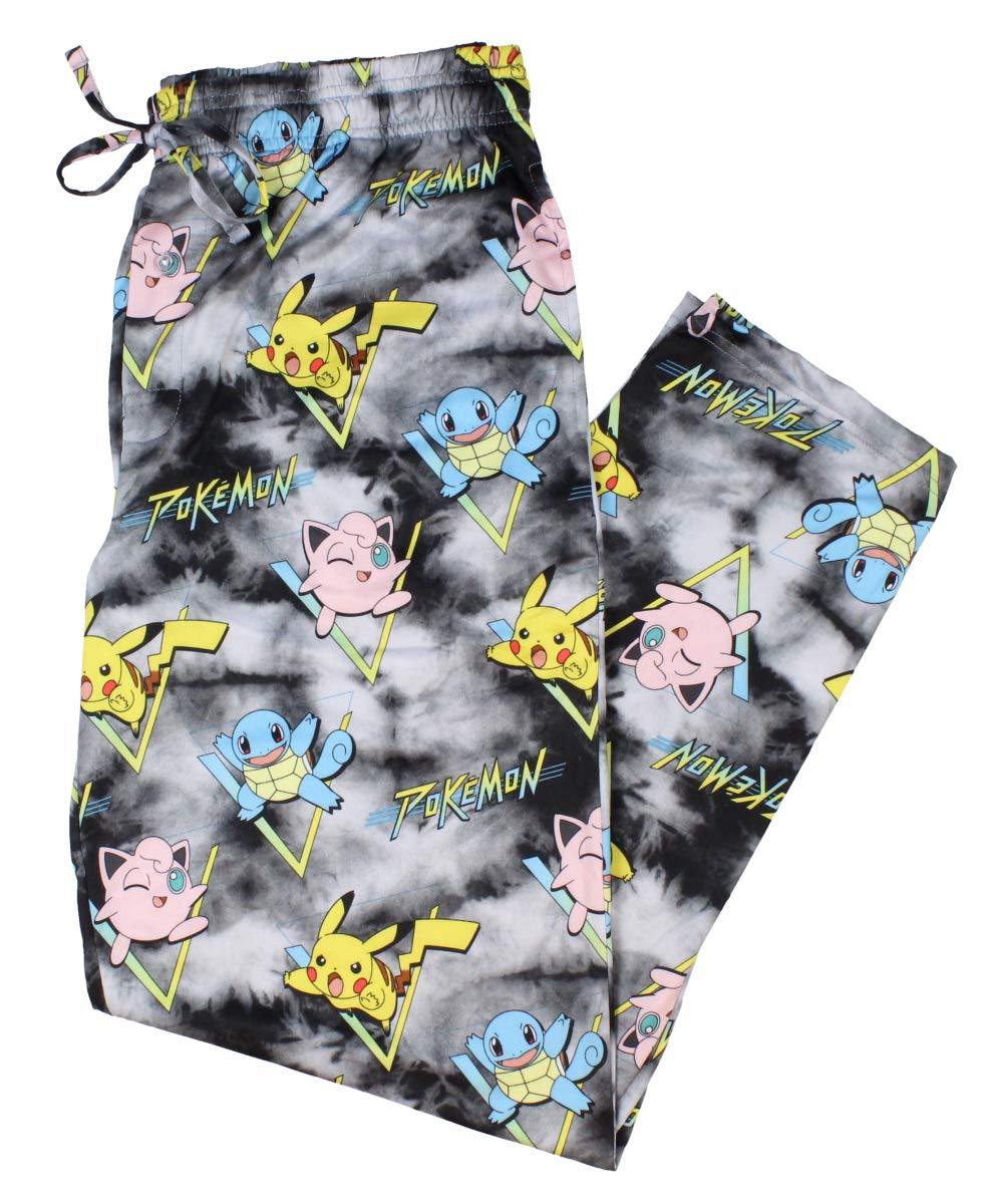 Pokémon Men's Pikachu Squirtle and Jigglypuff Tie Dye Adult Sleep Bottoms Pajama Pants (3X-Large) Multicolored