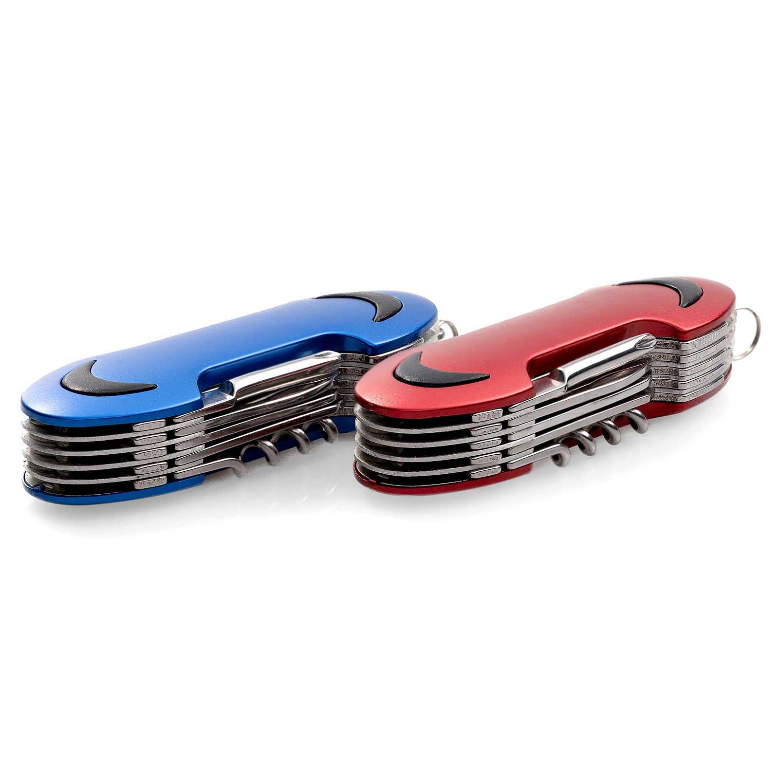 COMEBO 2 PCS Pack Foldable Pocket Swiss Style Army Knife, 12-in-1 Multitools Pocket Knife for Camping Hiking Multi Function Survival Tool