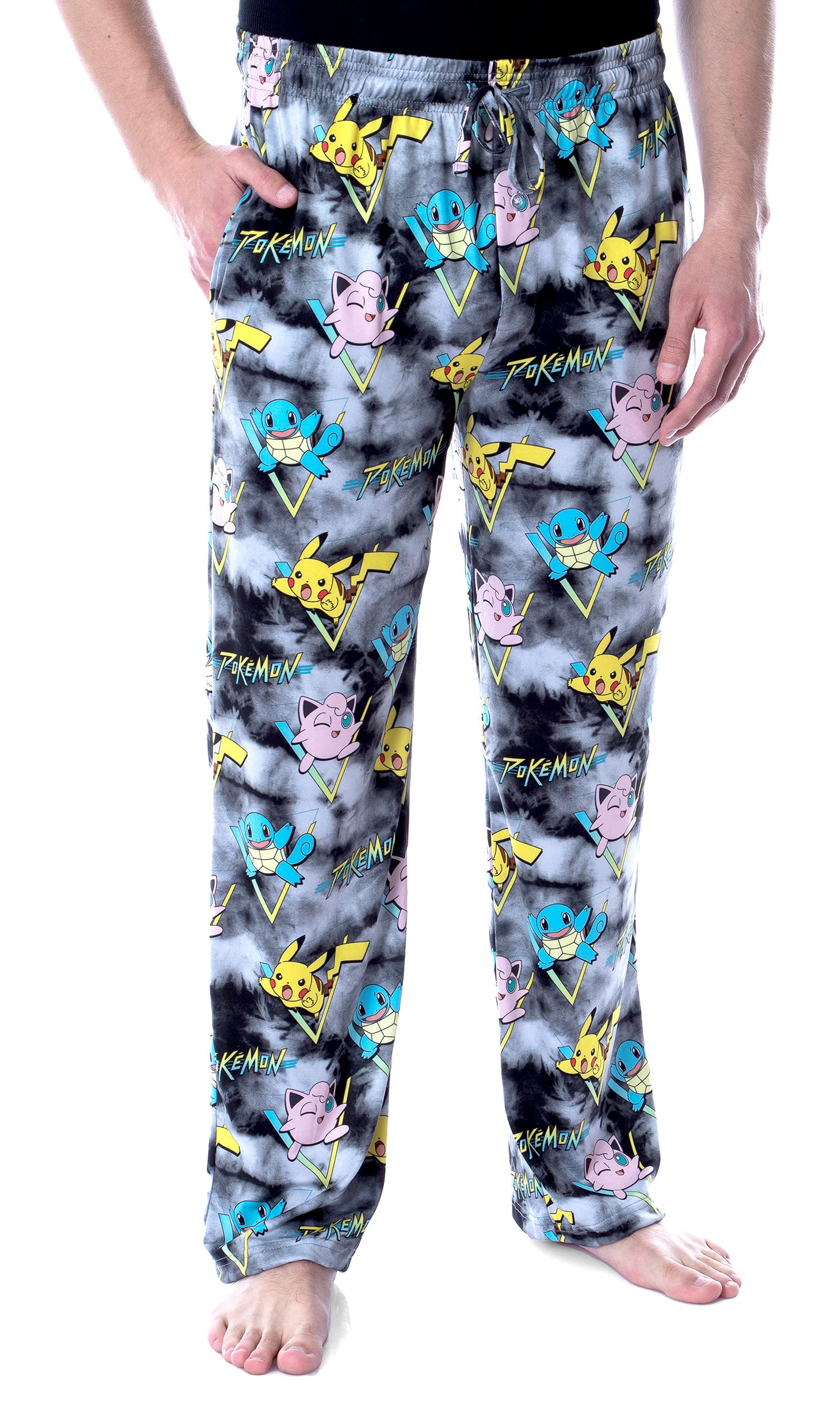 Pokémon Men's Pikachu Squirtle and Jigglypuff Tie Dye Adult Sleep Bottoms Pajama Pants (3X-Large) Multicolored