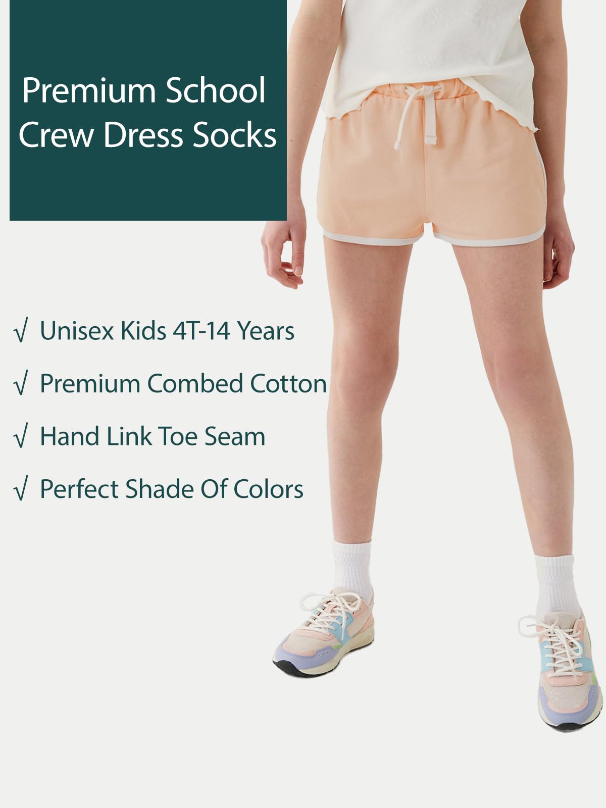 COTTON DAY Unisex School Kids Boys Girls Soft Cotton White Athletic Socks 4-6 Years All White Size S (6)