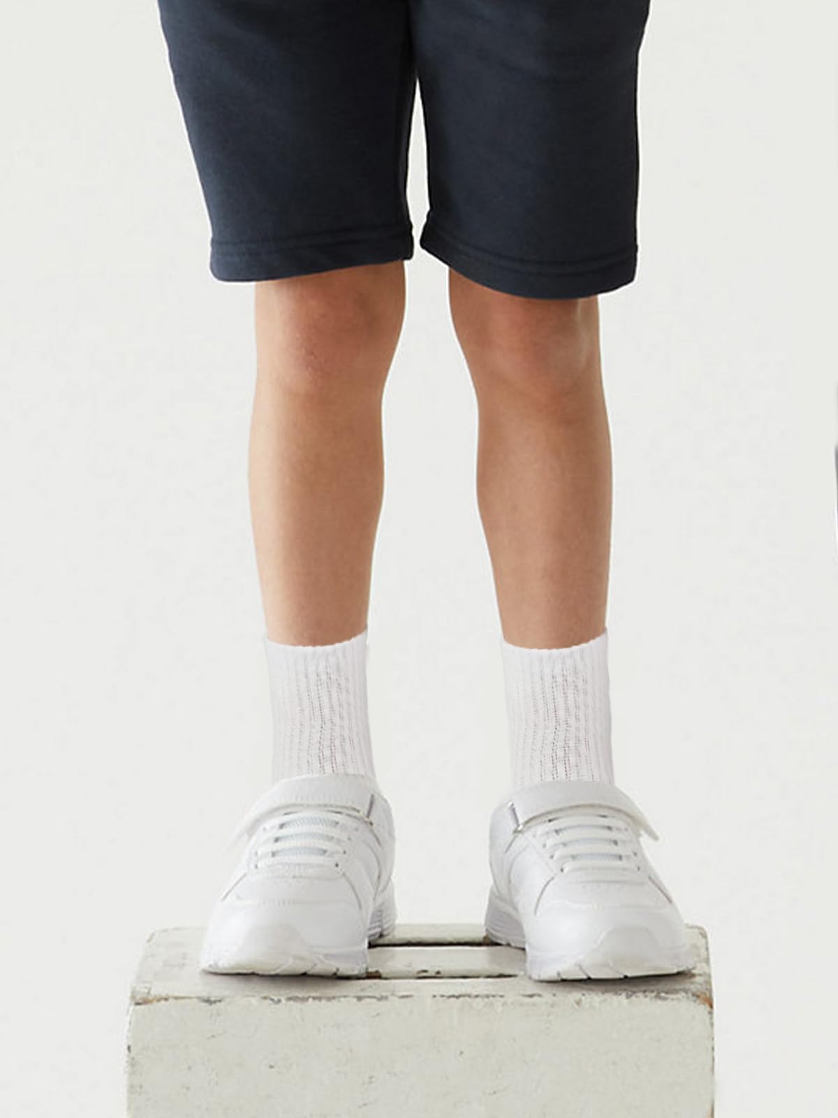 COTTON DAY Unisex School Kids Boys Girls Soft Cotton White Athletic Socks 4-6 Years All White Size S (6)
