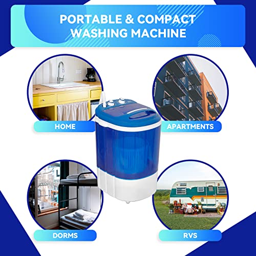 ZENY Portable Mini Washing Machine 5.7 lbs Washing Capacity Semi-Automatic Compact Washer Spinner Small Cloth Washer Laundry Appliances for Apartment, RV, Camping, Single Translucent Tub