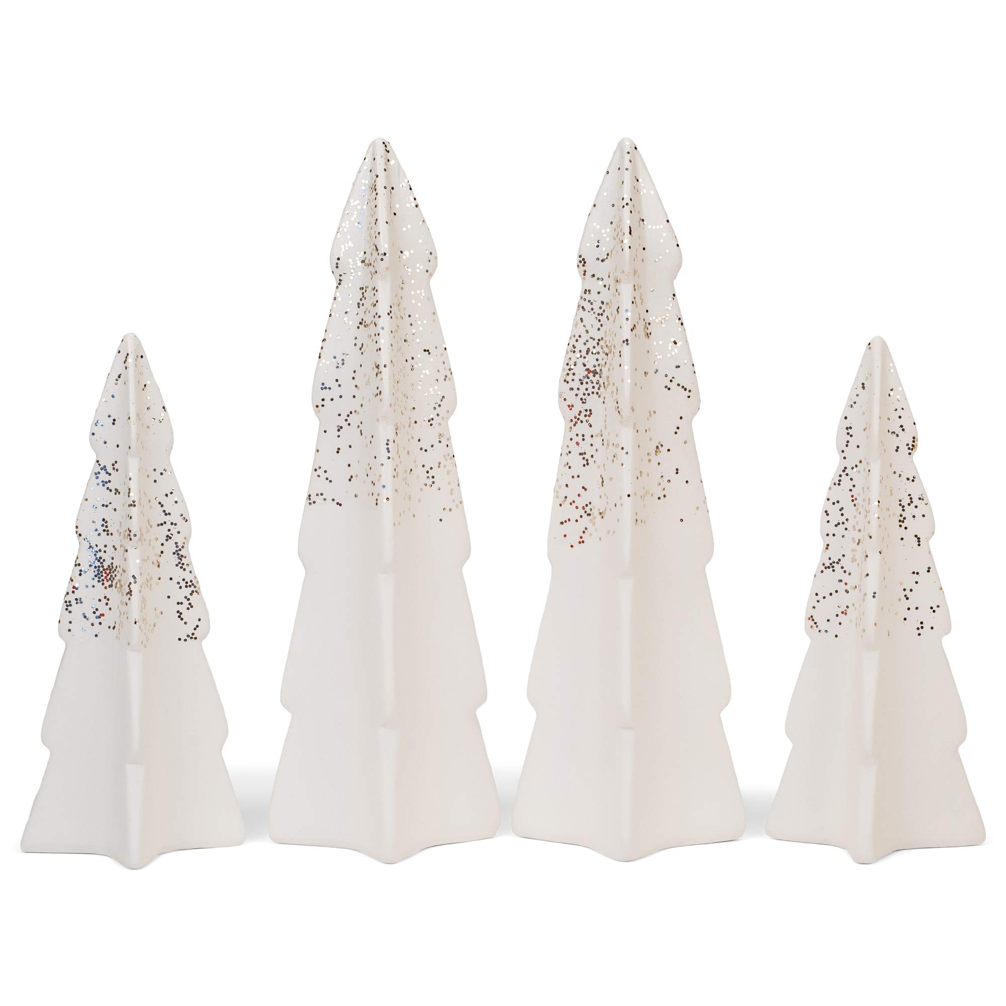 Mark Feldstein & Associates Village White Glitter 12 inch Porcelain LED Christmas Figurines 9 Piece Set
