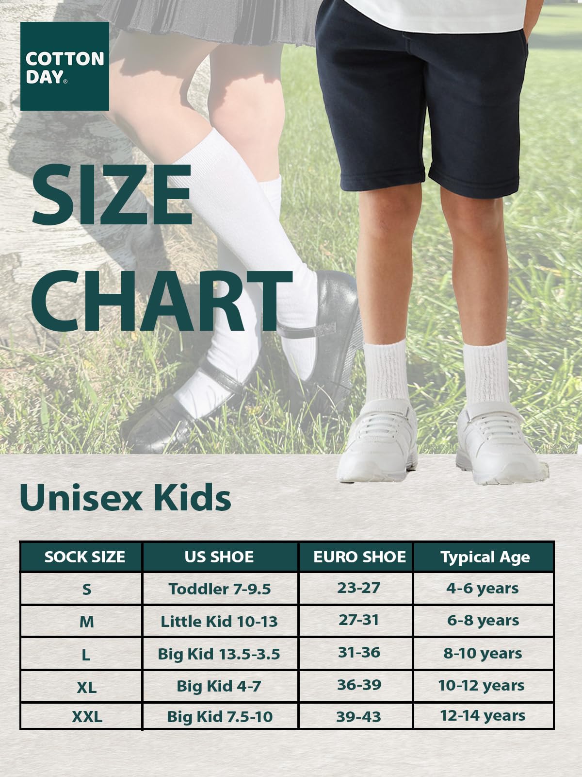 COTTON DAY Unisex School Kids Boys Girls Soft Cotton White Athletic Socks 4-6 Years All White Size S (6)