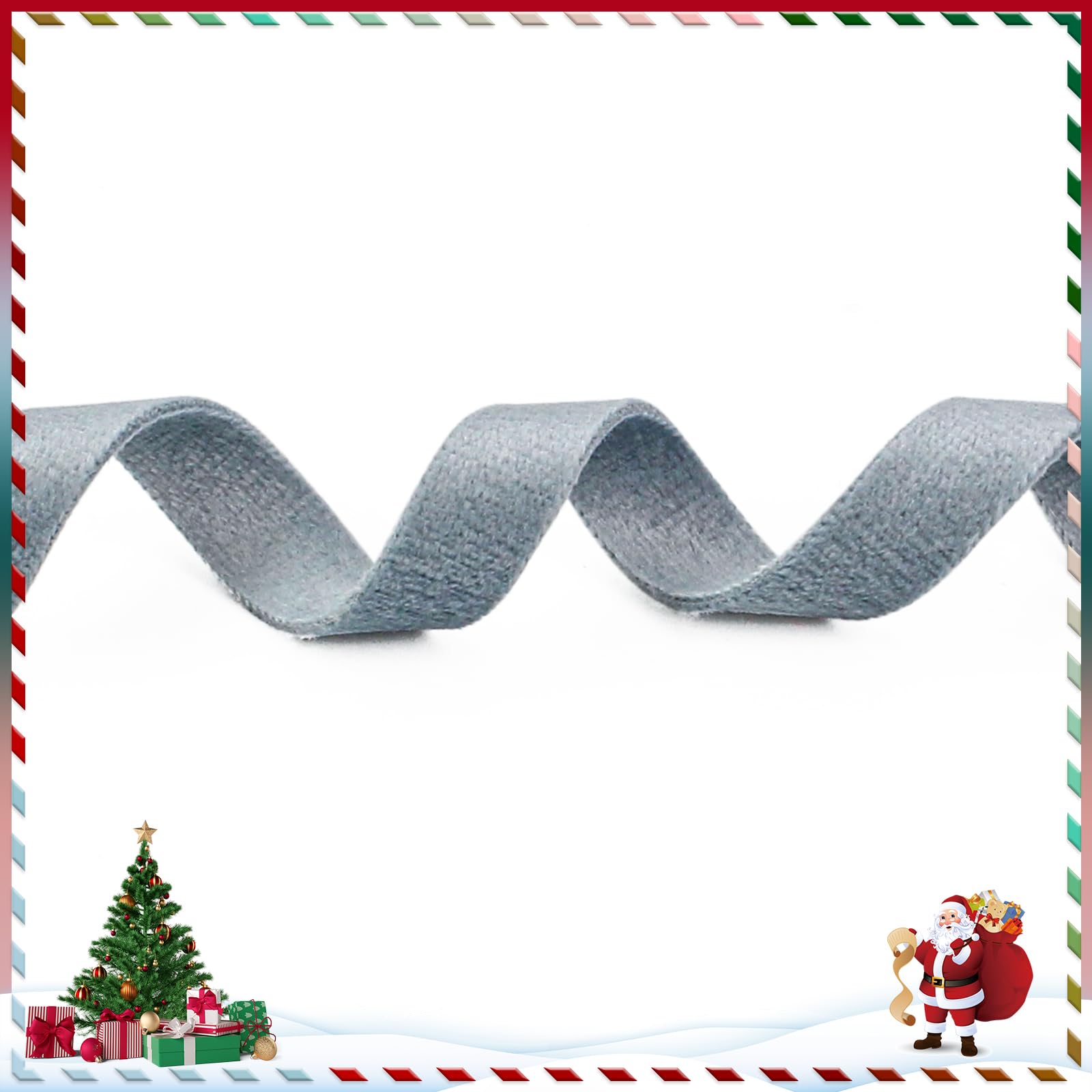 Dusty Blue Double Faced Velvet Ribbon 3/8 Inch, 10 Yards Velvet Craft Ribbons for Christmas Wreath Decoration Gift Wrapping Handmade Craft Bow Making