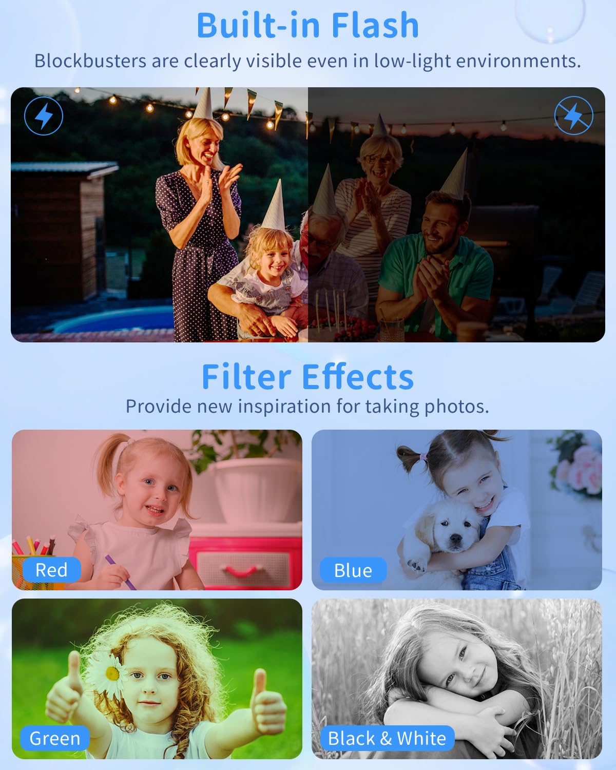 NIKICAM Digital Camera,4K 44MP Kids Digital Camera with 32GB SD Card Compact Point and Shoot Camera with 16X Digital Zoom 2.4 Inch Portable Small Camera for Kids Teens Adults-Black