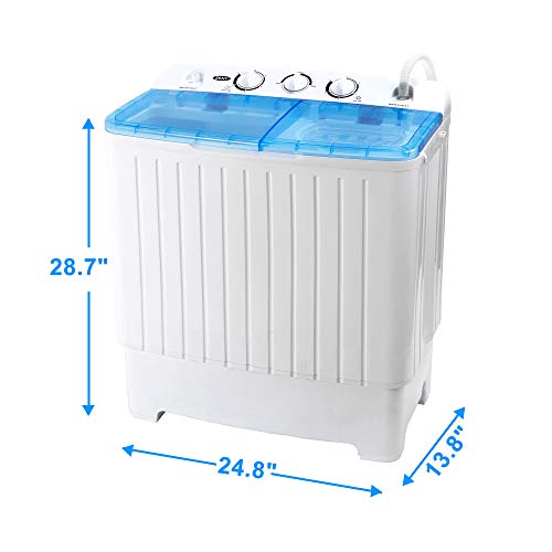 SUPER DEAL 2IN1 Portable Washing Machine 17.6lbs Mini Twin Tub Compact Laundry Washer Spinner Cycle Combo for Apartment, Camping, Dorms and RV, Timer Control, Gravity Drain and Inlet Water Hose