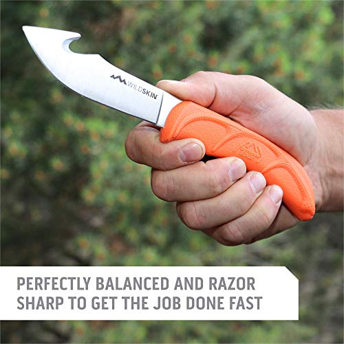 OUTDOOR EDGE WildGuide 4-Piece Hunting Knife Set & Field Dressing Kit | Featuring Razor-Sharp Caping Knife, Gut-Hook Skinning Knife, Bone Saw, in a Camo Nylon Belt Sheath | Butcher Knife Set for Deer