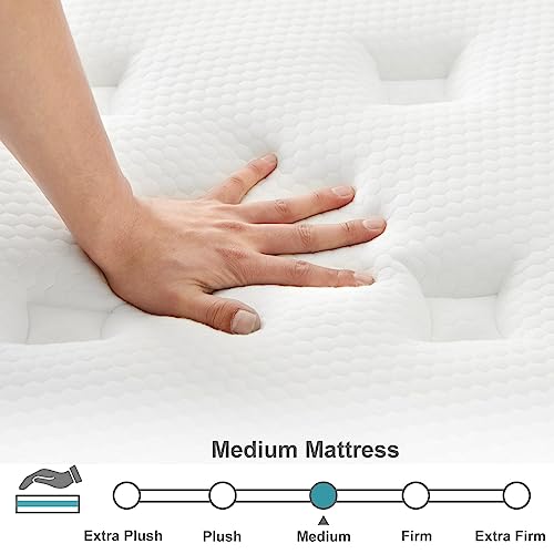 IYEE NATURE King Size Mattress, 10 Inch Innerspring Hybrid Mattress in a Box,Individually Pocket Coils for Motion Isolation,King Bed with Cooling Cover,King Mattress,Medium Firm,Orange