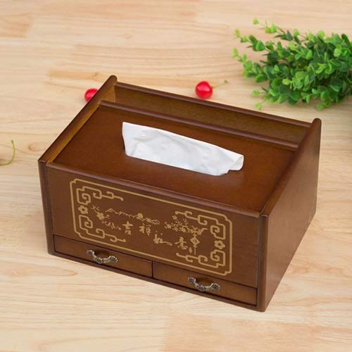 Living Room Home Creative Pumping Box Multifunctional Tissue Box Coffee Table Napkin Paper Box Wooden Remote Control Box Wood Mahogany Color Tissue Box Remote Control Storage Box (Brown)