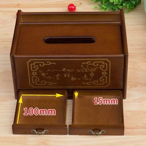 Living Room Home Creative Pumping Box Multifunctional Tissue Box Coffee Table Napkin Paper Box Wooden Remote Control Box Wood Mahogany Color Tissue Box Remote Control Storage Box (Brown)