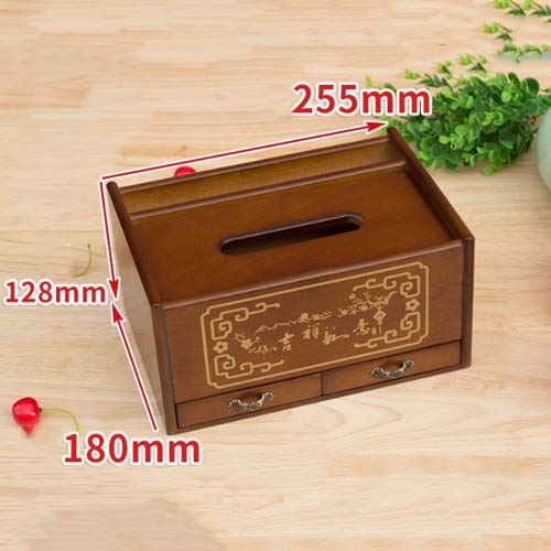 Living Room Home Creative Pumping Box Multifunctional Tissue Box Coffee Table Napkin Paper Box Wooden Remote Control Box Wood Mahogany Color Tissue Box Remote Control Storage Box (Brown)