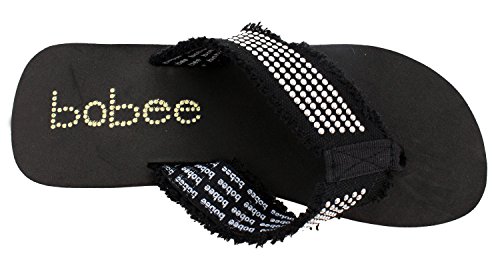 Bobee Women's 2" Platform Beach Thong Sandal Thick Strap Flip Flop Black 8
