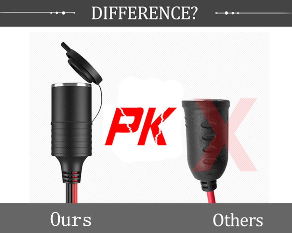 Car Cigarette Lighter Plug to SAE Quick Disconnect Adapter Extension Charging Cable 3.3 FT/16A Heavy Duty Power Supply CordCar Cigarette Lighter Plug (Female Socket)