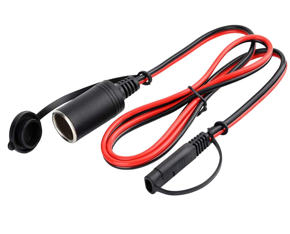 Car Cigarette Lighter Plug to SAE Quick Disconnect Adapter Extension Charging Cable 3.3 FT/16A Heavy Duty Power Supply CordCar Cigarette Lighter Plug (Female Socket)