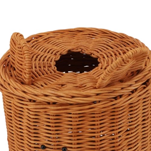 Atyhao Cute Bear Tissue Box Cover Rattan Holder with Lid, Round Easy Maintenance Dispenser, Versatile Decor, Photography Prop for Kids Rooms, Tables
