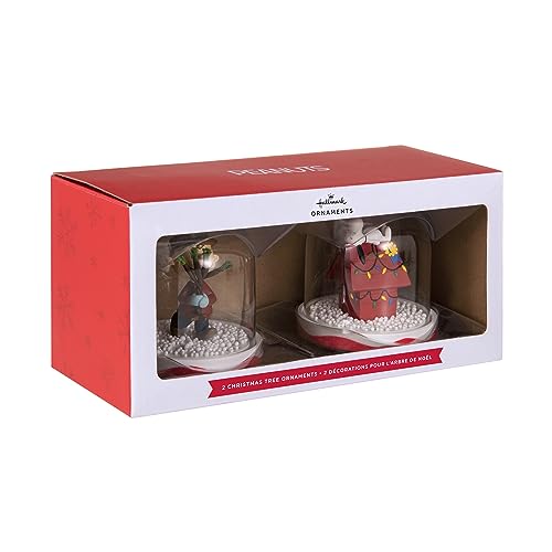 Hallmark Peanuts Charlie Brown and Snoopy Snow Globe Christmas Ornaments, Set of 2 (0003HCM1089)