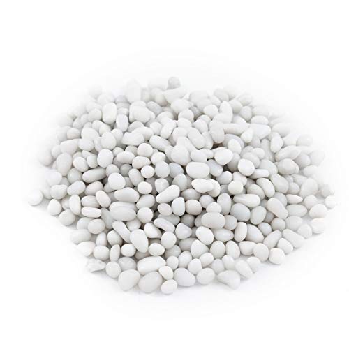 Reflective Tempered High Luster Fire Glass, Glass Gravel,Glass Rocks Marbles Pebbles,Glass Beads Gems for Fish Tank Aquarium Garden Decoration 6-9mm 525g/1.15lbs (Porcelain White)