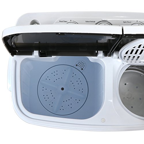 JupiterForce Portable Compact Mini Twin Tub Washing Machine Portable Laundry Machine 13lbs Capacity w/Washer and Spinner Cycle Combo, Built-in Gravity Drain for Apartments, Dorms, Bathroom, Laundry and More