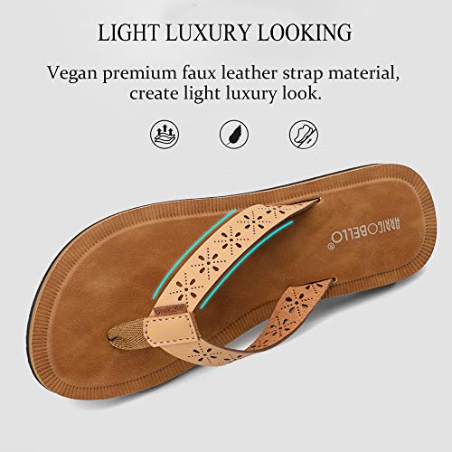 AX BOXING Flip Flops For Women Thong Sandals Faux Leather Slide Beach Pool Slipper Sandals(Aa Black,8)